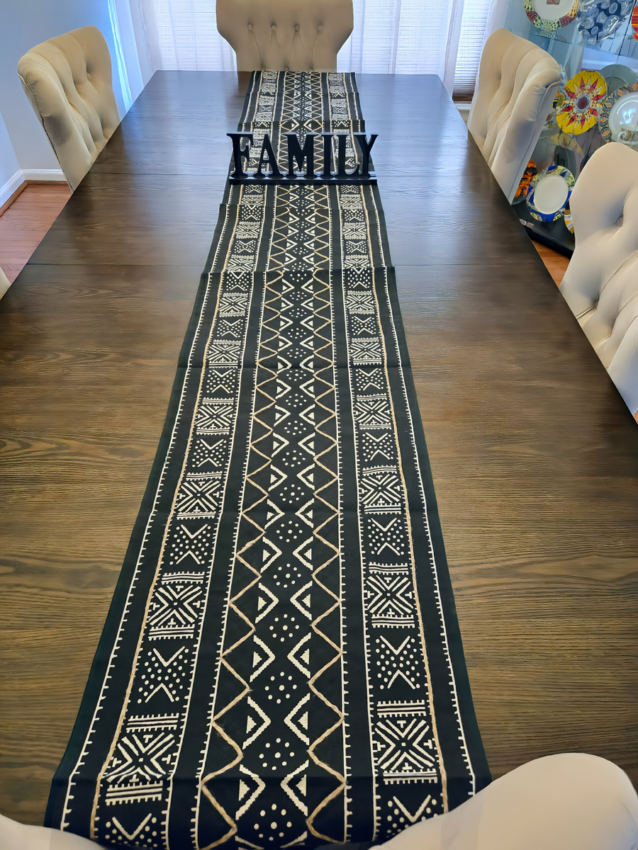 16 x 108 in. Bogolan Print Table Runner – Oyelakin Dinners (African Art ...