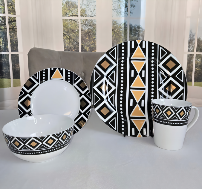16 pcs African Art Dinnerware – Oyelakin Dinners (African Art Dinnerware)