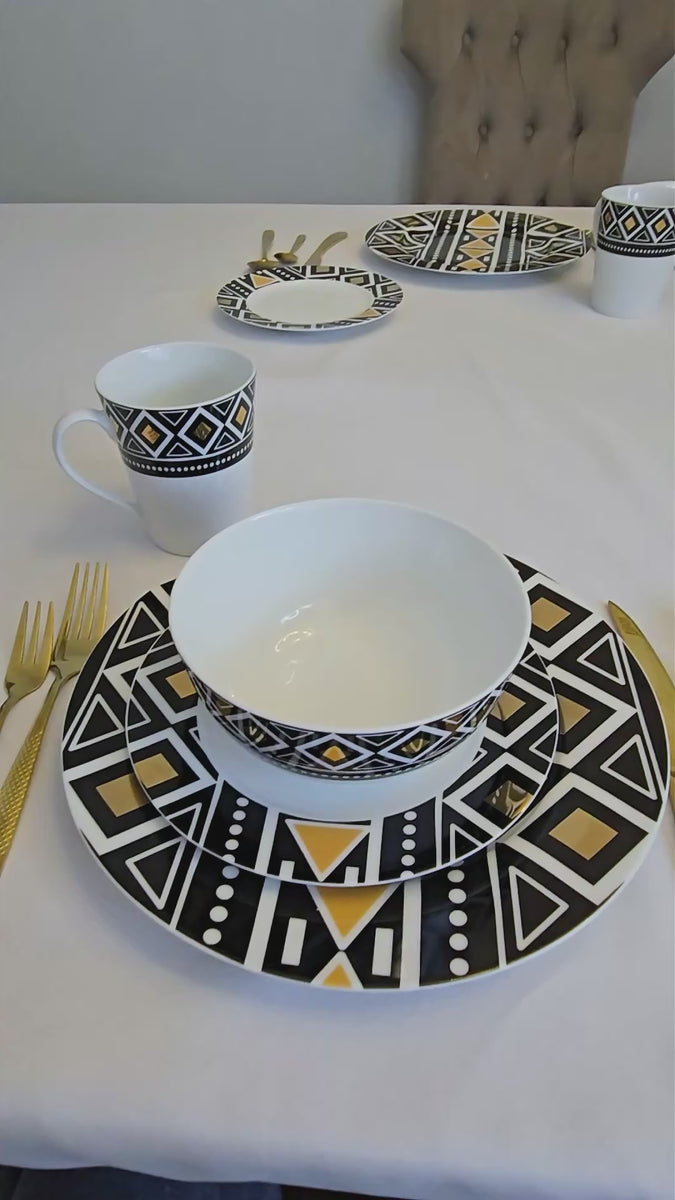 Mudcloth Black Porcelain (16pcs SET) – Oyelakin Dinners (African Art ...