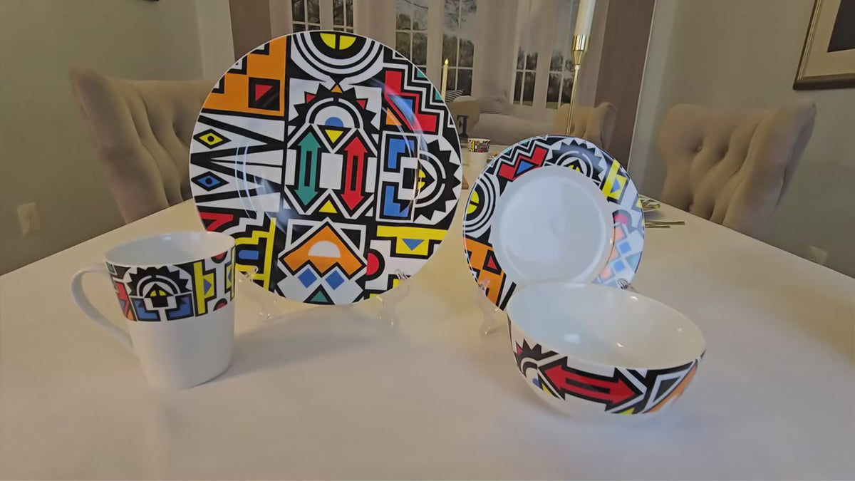 Ndebele Porcelain (16pcs SET) – Oyelakin Dinners (African Art Dinnerware)