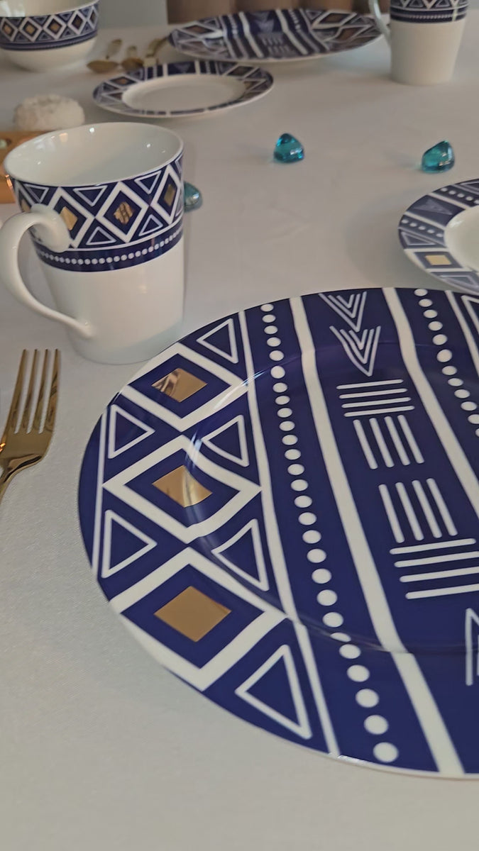 Mudcloth Blue Porcelain (16pcs SET) – Oyelakin Dinners (African Art ...